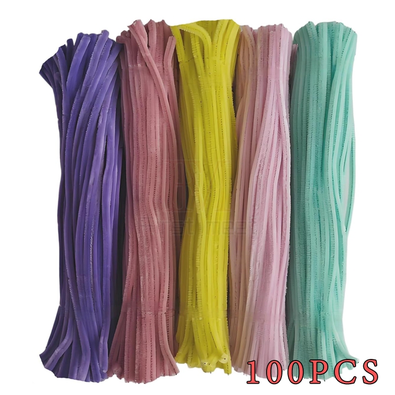 100PCS Fuzzy Wire Colorful Chenille Pipe Cleaner High Quality Handmade ...