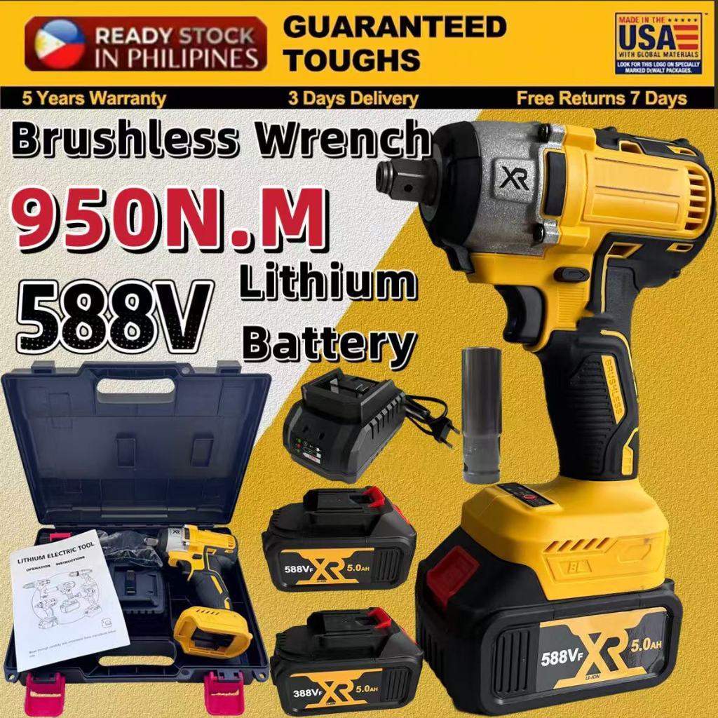 Dewalt 588V/6.0AH Brushless Impact Wrench 2 Fast Charge Lithium Battery ...