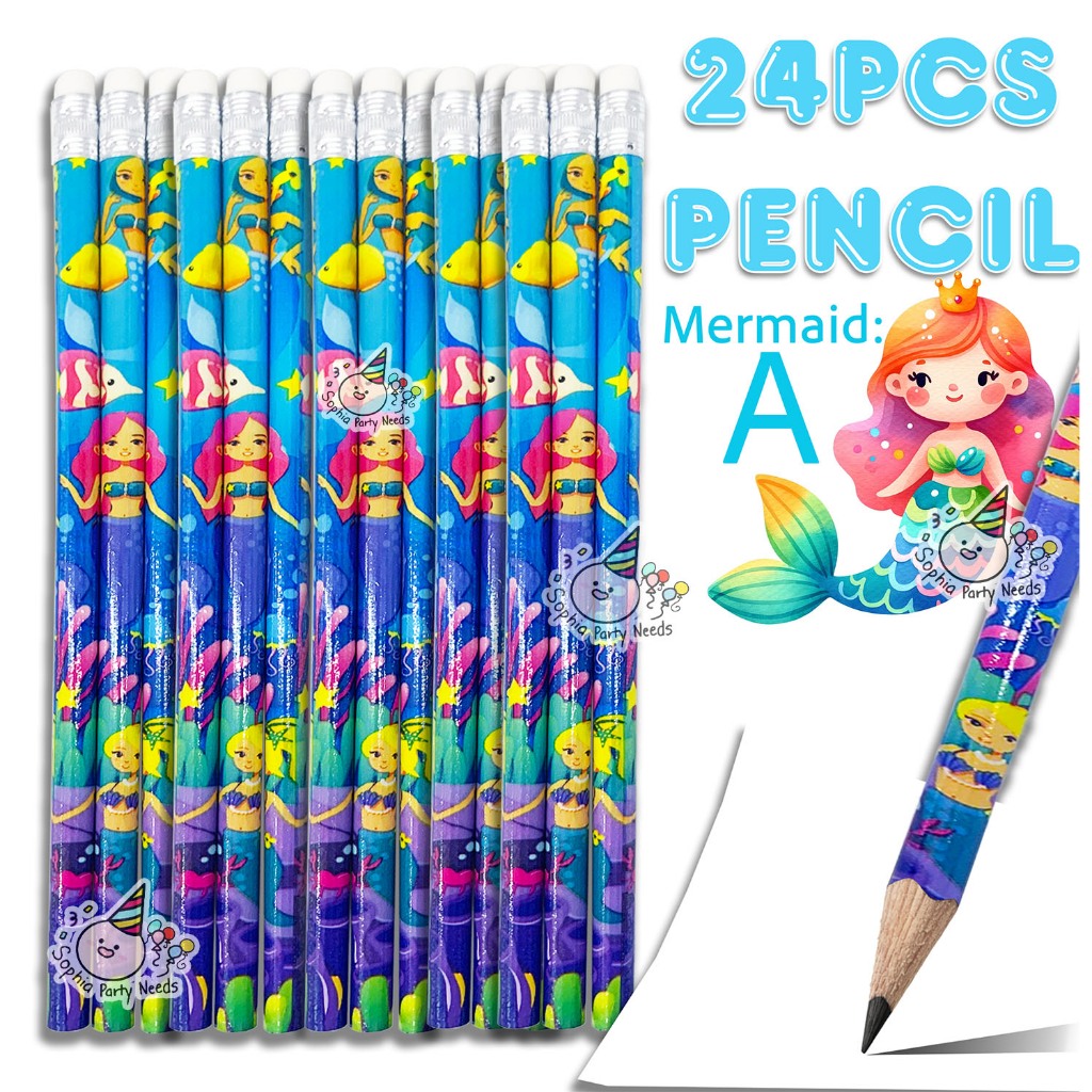 Mermaid Blue Pencil Giveaway Items (24pc) | Shopee Philippines