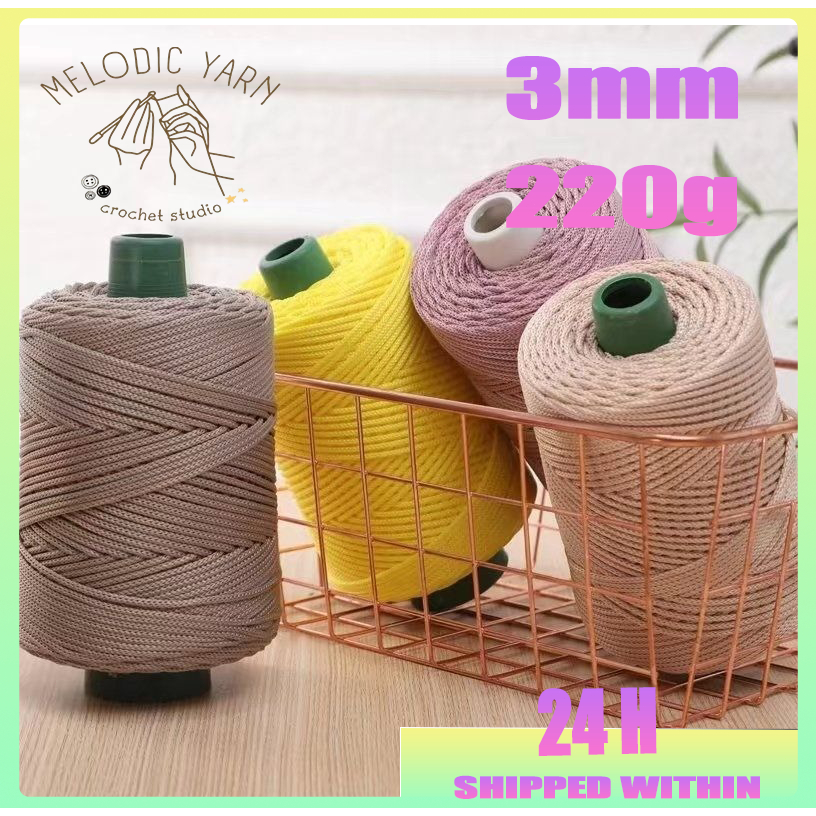 Yarn 3mm Rolled Crochet Thick Nylon 3mm Tiny Cord Summer Hat Craft Rope ...