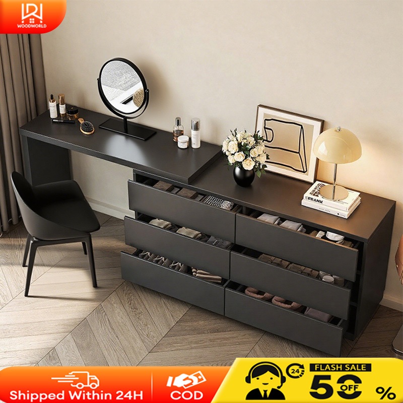 Soild Wood Makeup Vanity Table 9 Drawers Large Storage Dressing ...
