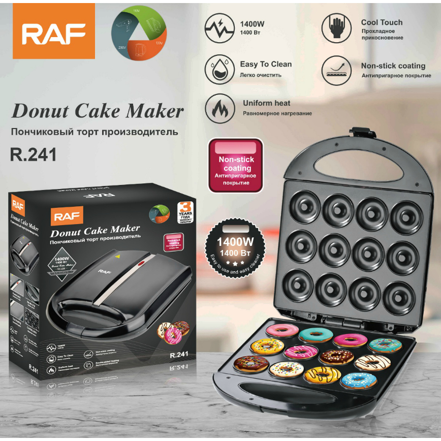 RAF Mini Donut Maker 6-12 Donut Holes Non Stick Coating R588, R241 ...