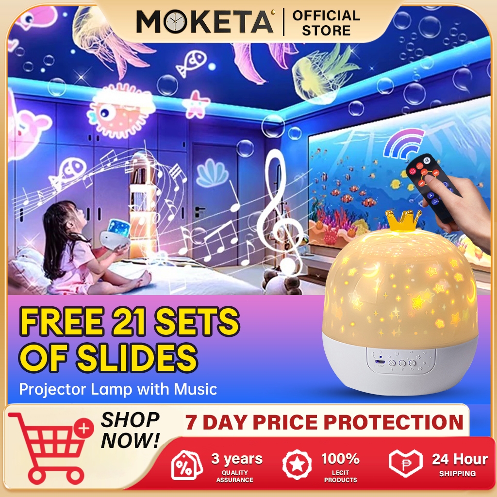 MOKETA Starry Sky Projector Lamp with Music Box Rotatable LED Night ...