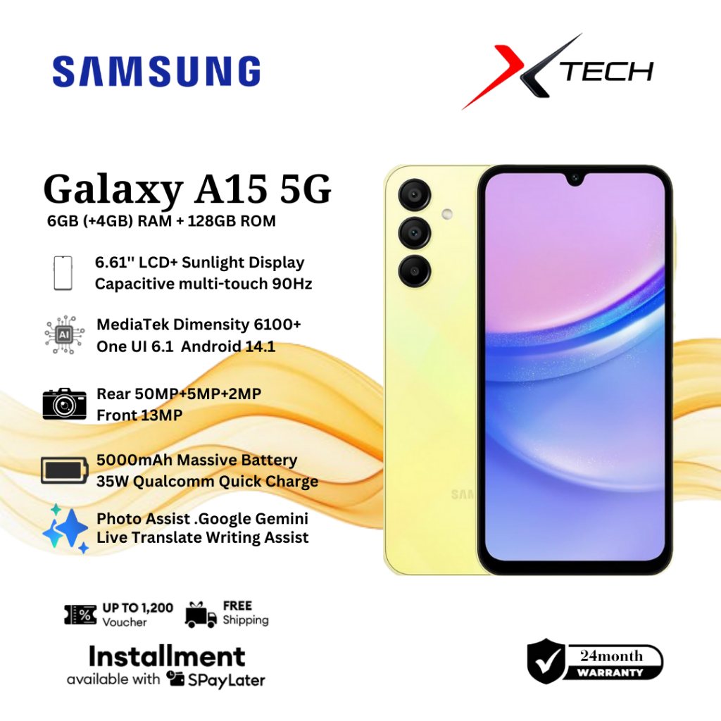 Samsung Galaxy A15｜6GB RAM + 128GB ROM｜MediaTek Dimensity 6300｜6.6 ...