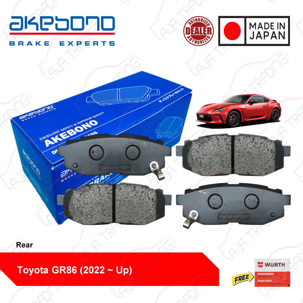Genuine Akebono Rear Brake Pads for Toyota GR86 (2022 - Up) with WURTH ...