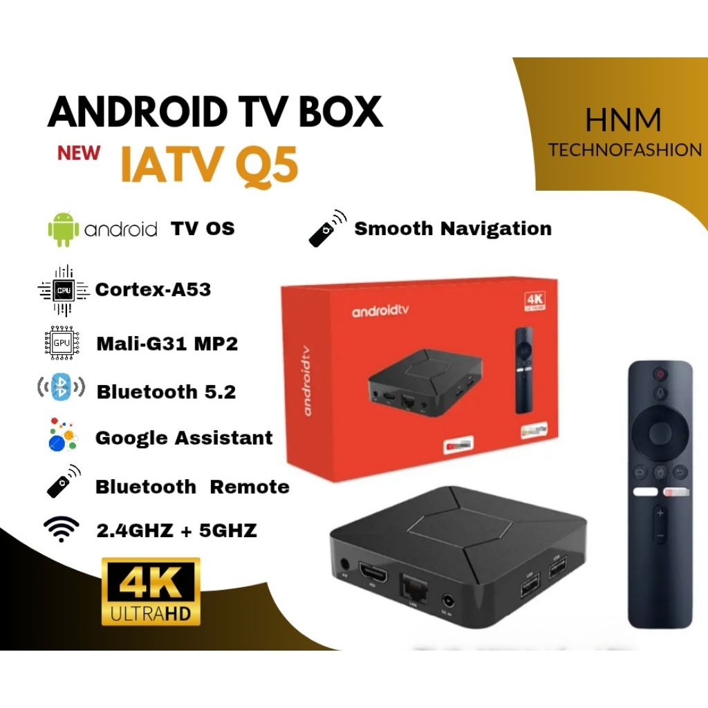Android TV Box iATV Q5 with Bluetooth Voice Remote Control | 5G WIFI ...