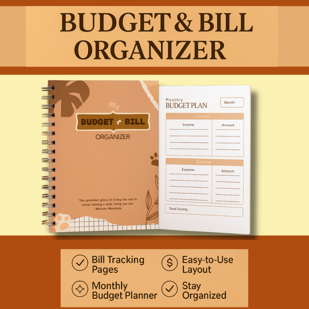 Budget and Bill Organizer Notebook – Monthly Income - Expense Tracker ...