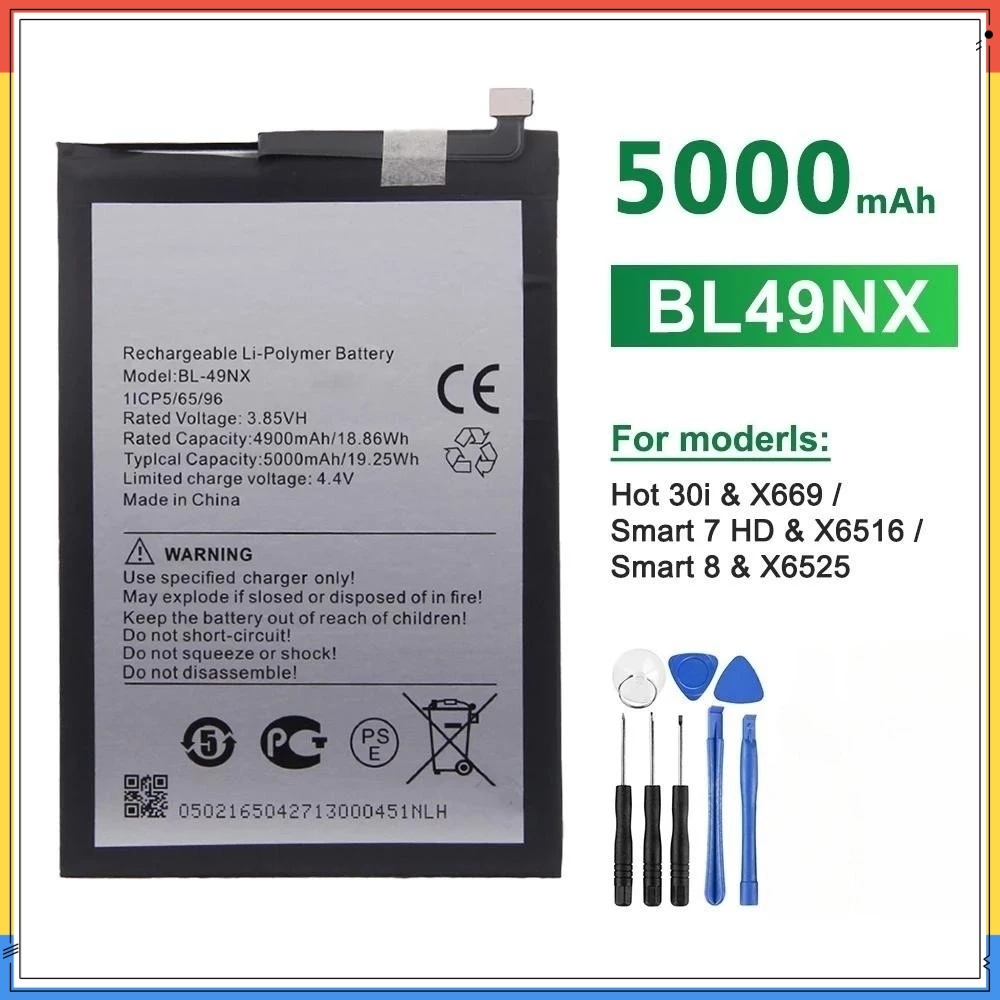 bl49nx For INFINIX Smart 8 Hot 30i Smart 7 HD X6525 X669 X6516 BL-49NX ...