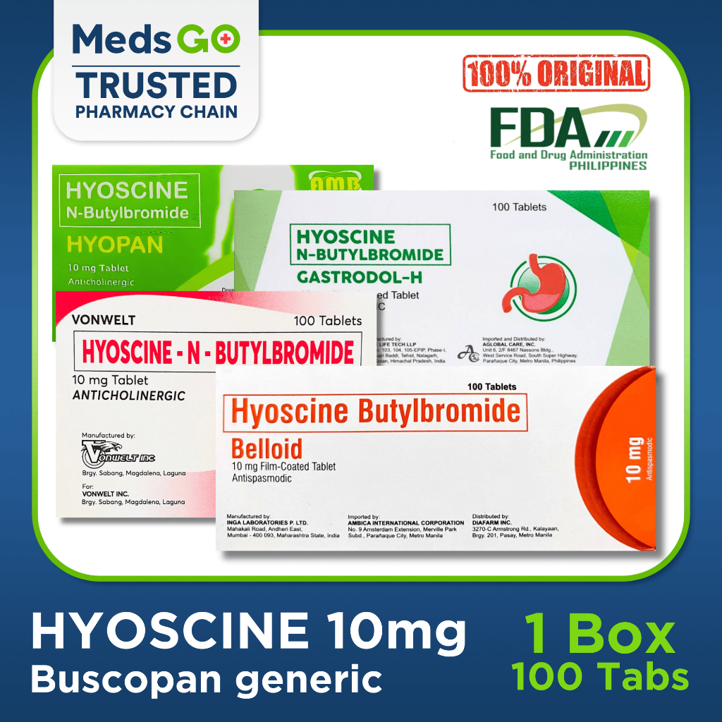 Hyoscine 10mg - 1 Box x 100 Tabs | Shopee Philippines