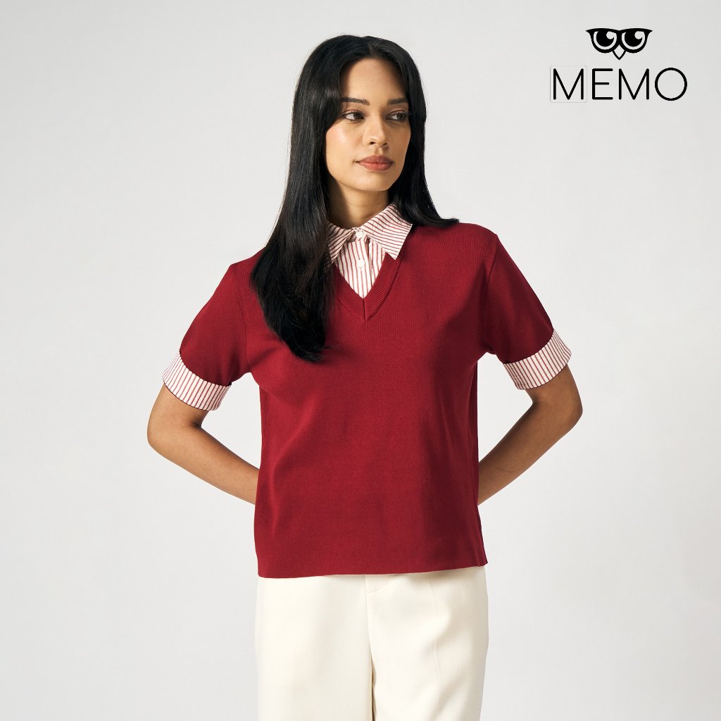 Memo Two-Fer Top For Women (Red/Sand) | Shopee Philippines