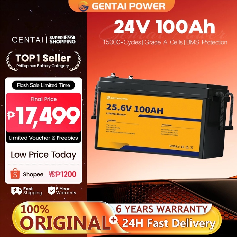 GENTAI POWER 24V 100Ah Lifepo4 Battery upgrade Solar Battery 100A BMS ...