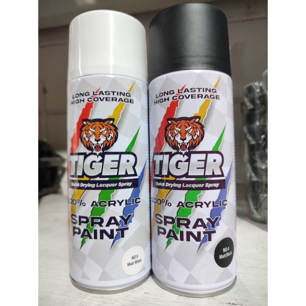 Tiger Quick Drying Lacquer Spray Paint – 400cc Matte Black / Matte ...
