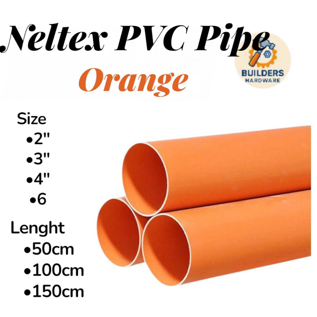 Neltex PVC Pipe Orange Pipe"Big Sizes" 2” 57mm, 3" 82mm, 4" 107mm Per ...