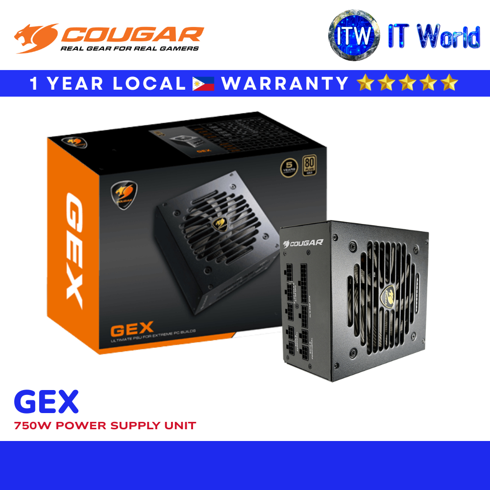 Cougar GEX 750W 80 Plus Gold Fully Modular Power Supply Unit (PSU-CGR-GEX750) | itw | Shopee ...