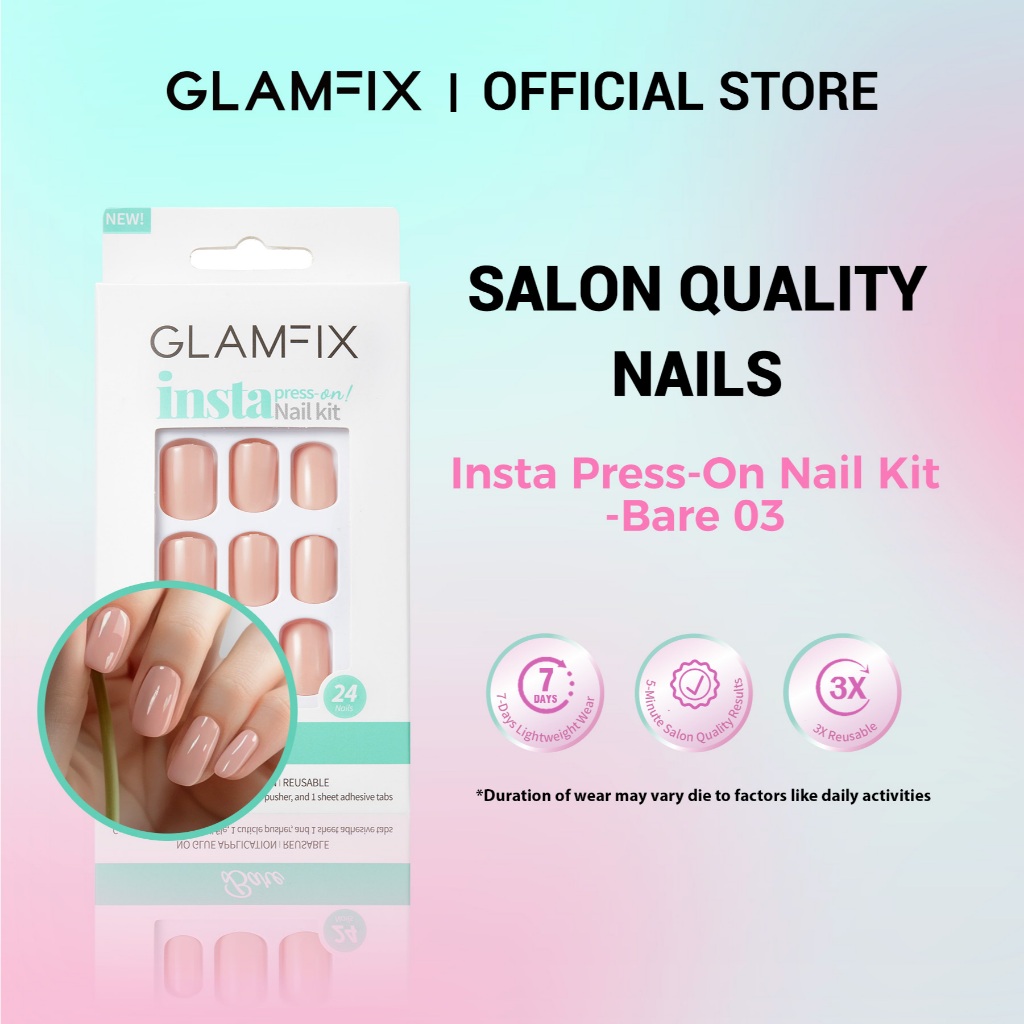 GLAMFIX Insta Press-On Nail Kit - Bare 03 | Shopee Philippines