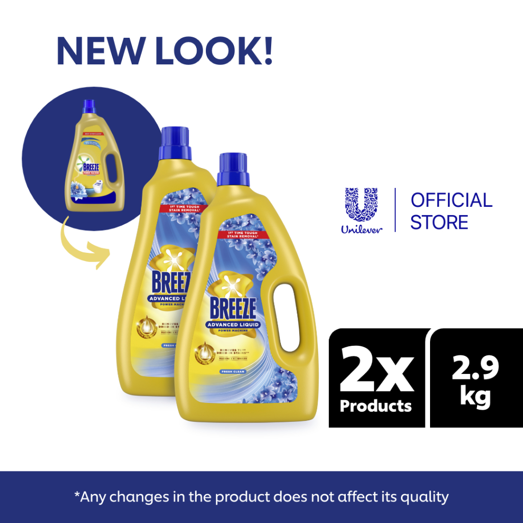 [BUNDLE OF 2] Breeze Laundry Liquid Detergent Fresh Clean 2.9kg Bottle ...