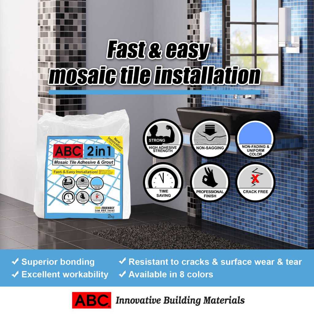 ABC 2 in 1 Mosaic Glass Tile Adhesive and Grout | Shopee Philippines