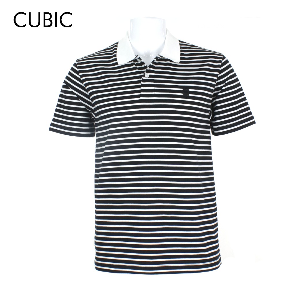 Cubic Mens Stripes Polo Shirt Polo-shirt Collar Top Top for Men ...