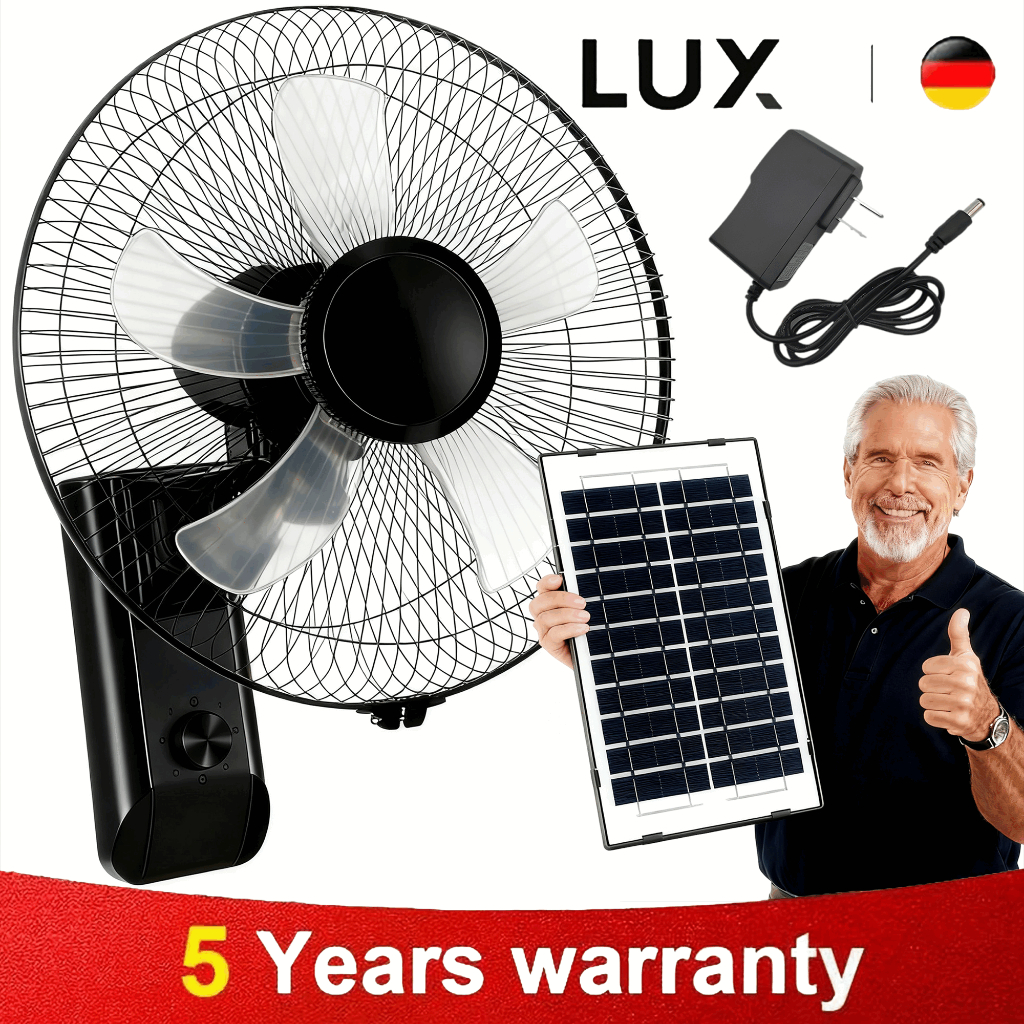 LUX Solar wall fan electric stand fan 16/14/12 inch stand fan Desk fan ...