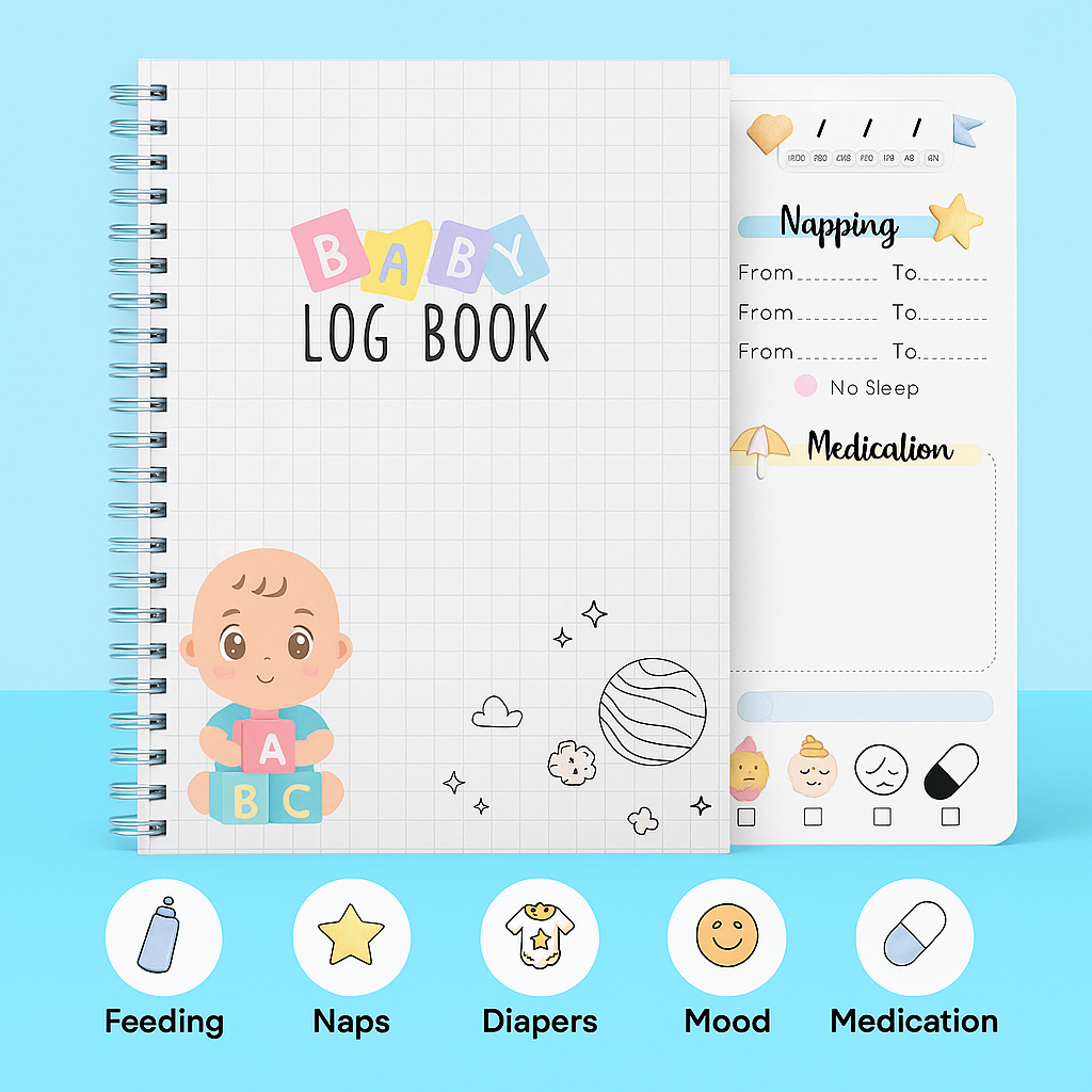 Baby Daily Log Book – Track Feeding, Naps, Diapers, Mood & Medication ...