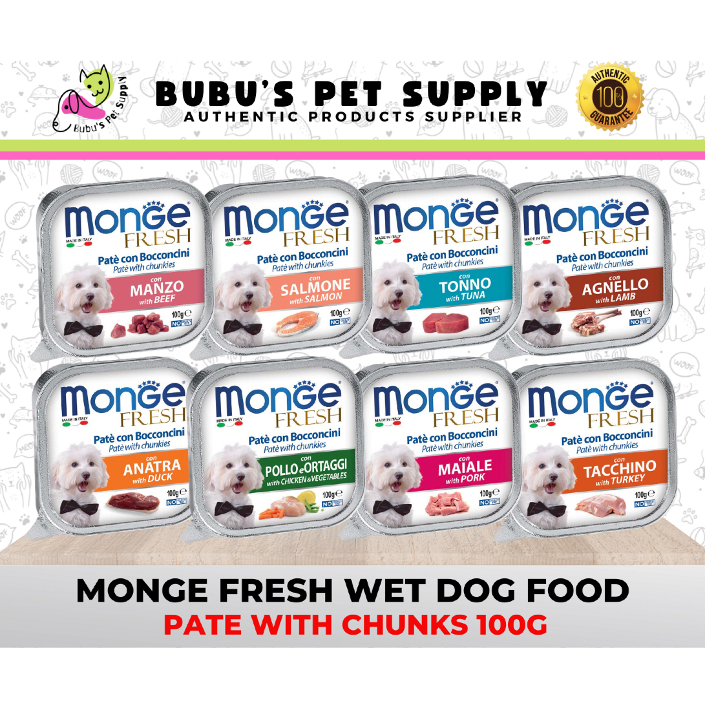 MONGE FRESH DOG WET FOOD PATE WITH CHUNKS IN ALUTRAY 100G | Shopee ...
