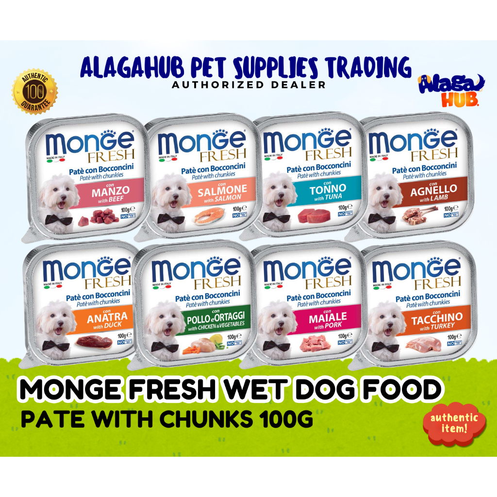 ALAGA MONGE FRESH DOG WET FOOD PATE WITH CHUNKS IN ALUTRAY 100G ...