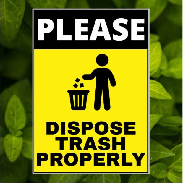 Dispose Trash Properly Sign – Laminated Waste Management Signage (A4/A5 ...
