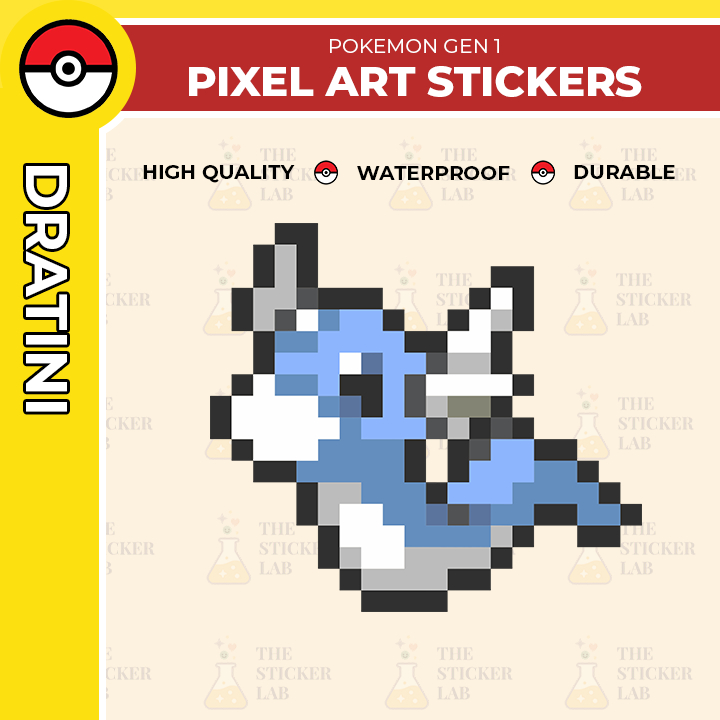The Sticker Lab - Pokemon Pixel Stickers - #0147 DRATINI (High Quality ...