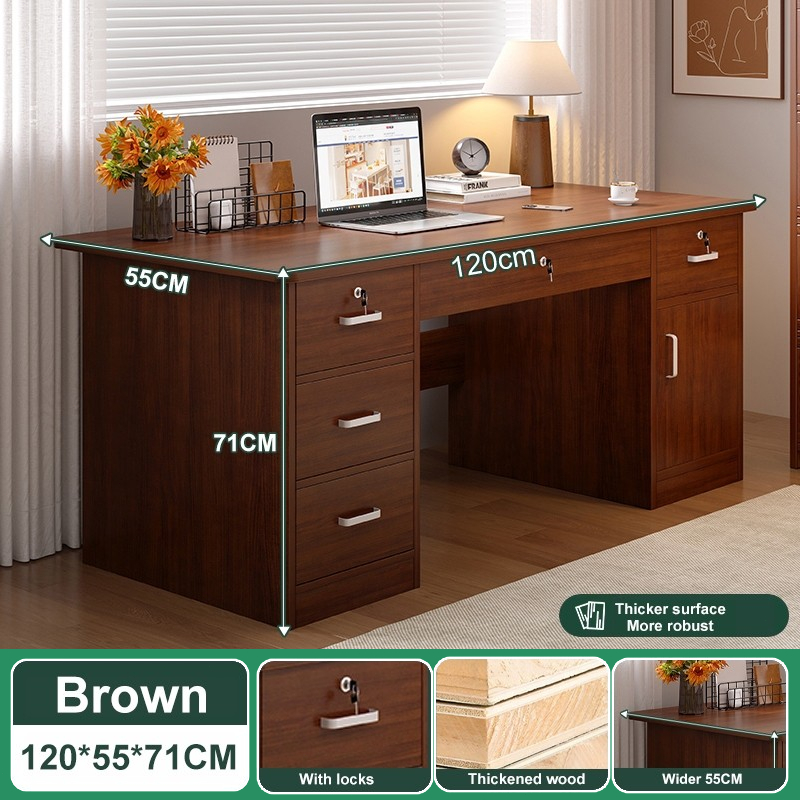 120CM office table with drawer and lock Minimalist Home Drawer Computer ...