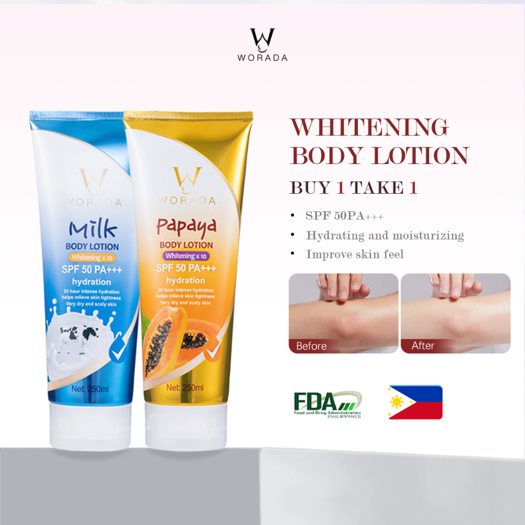 WORADA Whitening Sunscreen Body Lotion SPF50 PA+++ Niacinamide × 24 ...
