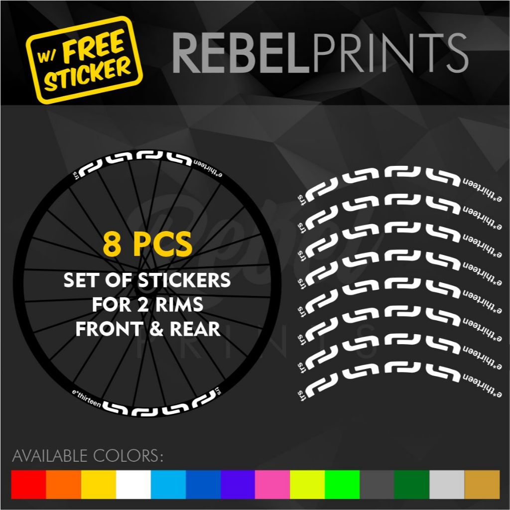 E*THIRTEEN TRS (8 pcs) E13 Custom Wheel Rim Stickers for Mountain Bike ...