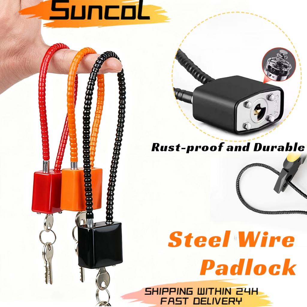 Steel Wire Padlock Rustproof Sturdy Anti-theft Cable Lock Locker ...