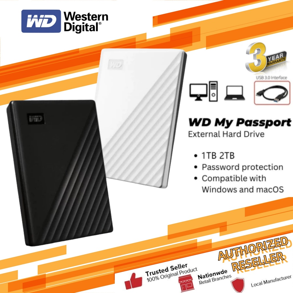 Western Digital WD My Passport Portable External Hard Drive (1TB/2TB ...
