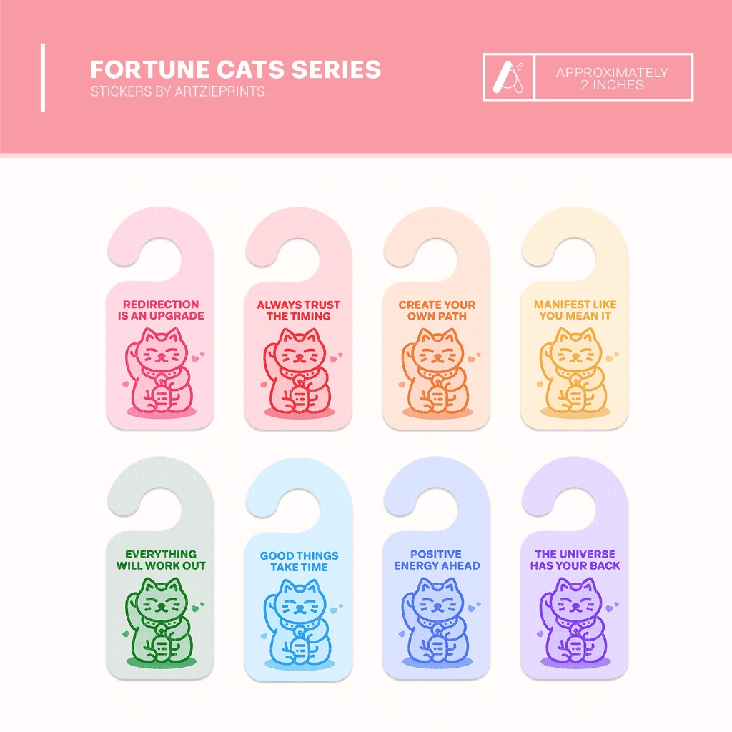 Fortune Cats Stickers | Matte Laminated Waterproof | For : Laptop ...
