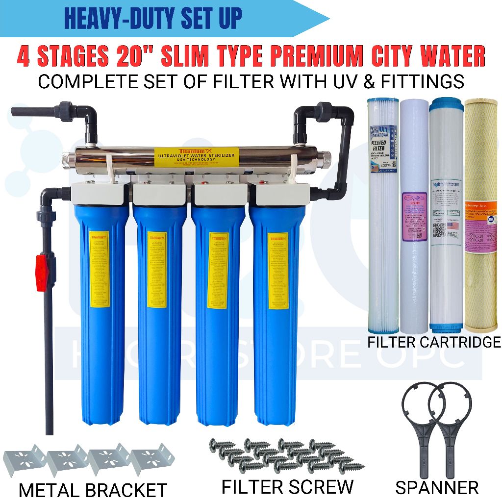 4 Stages Water Filter City Water Premium Heavy Duty Complete Set with 6 ...