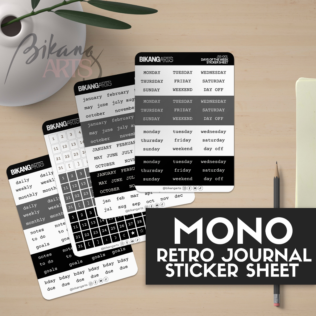 MONO / BLACK Essential , Daily, Notes, Days, Months Planner / Journal ...