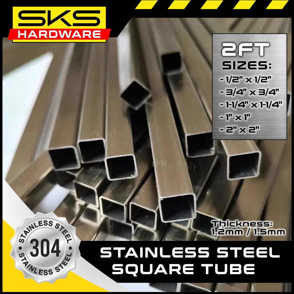 Stainless 304 Square Tube / Tubular 1.2mm and 1.5mm Thickness | Sizes 1 ...