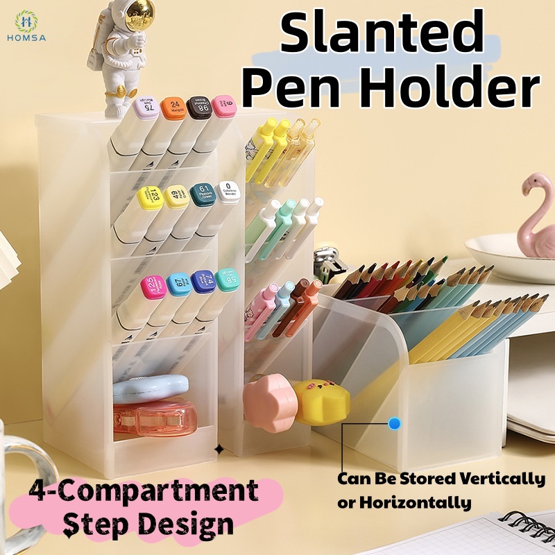 Slanted Desktop Pen Holder Step Design Student Desk Office ...