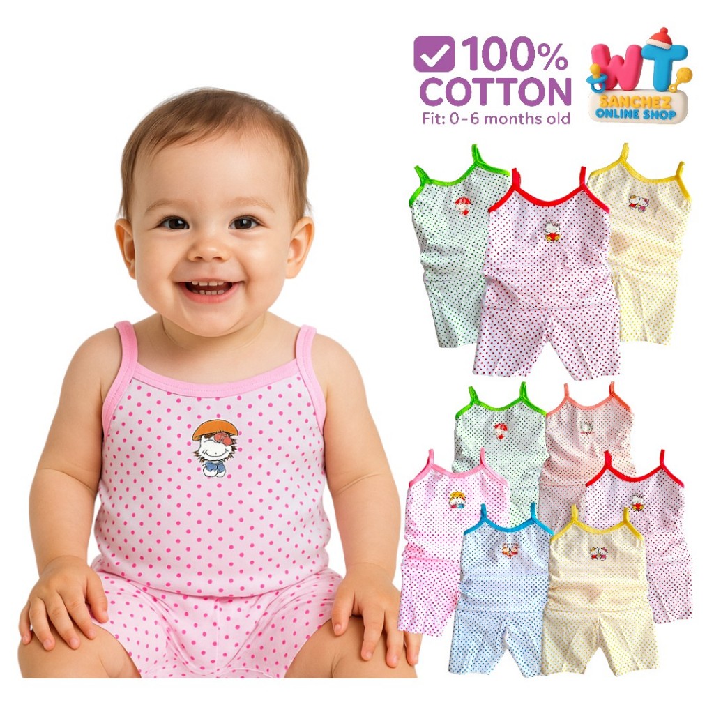 WT 3-6 Pairs Baby Girl Spag Sando & Shorts Terno 1-6 Months – Dotted HK ...