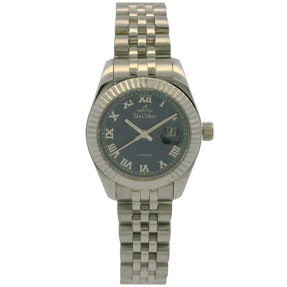 UniSilver TIME Women's Silver/Glossy Navy Blue Dial Analog Stainless ...