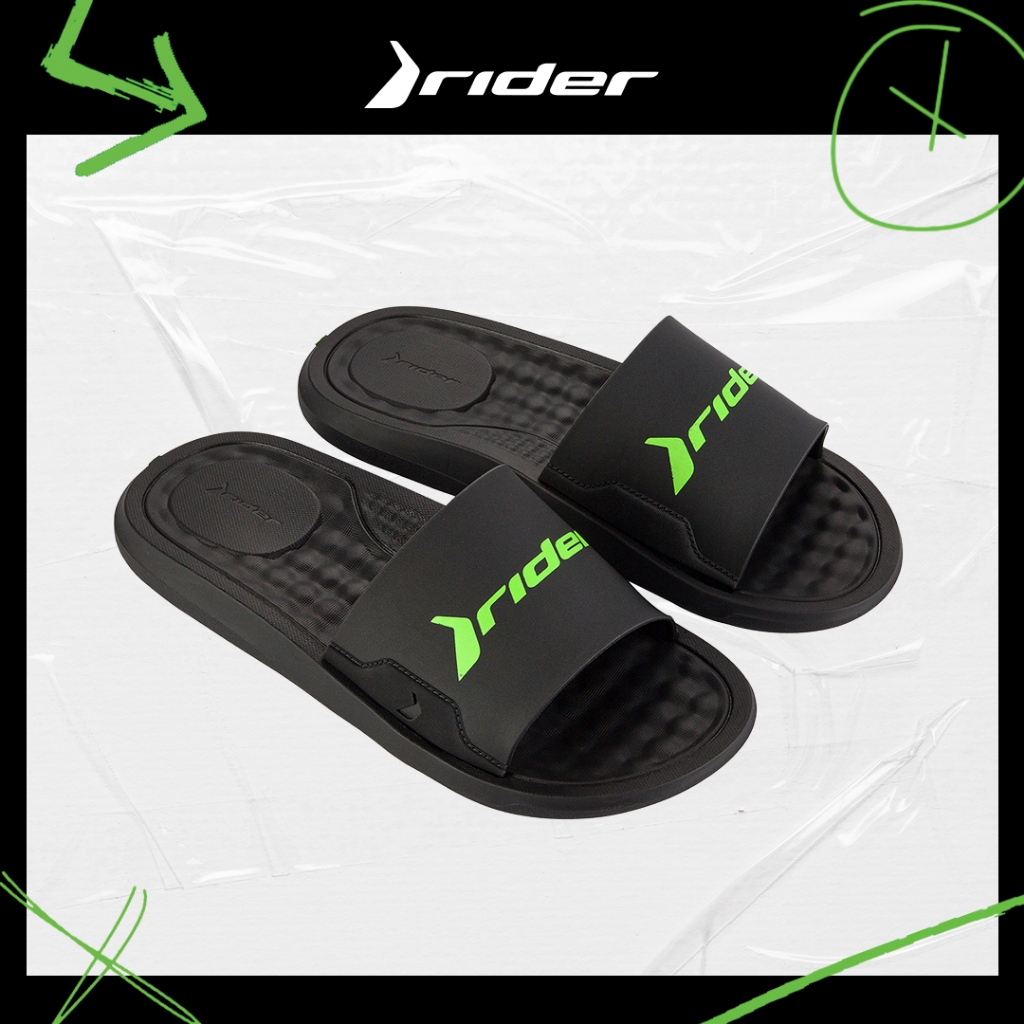 Rider Step Slide Black/Green Comfortable Slides for Mens | Shopee ...
