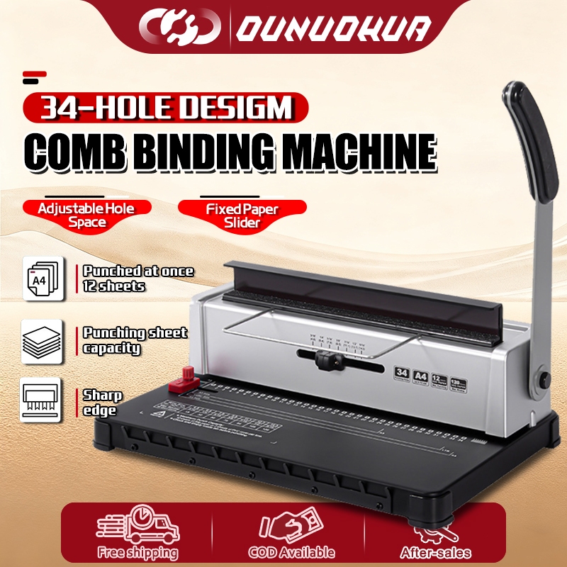 34 Holes Ring/Comb Binding Machine A3/A4 Size Office Heavy Duty Binder ...