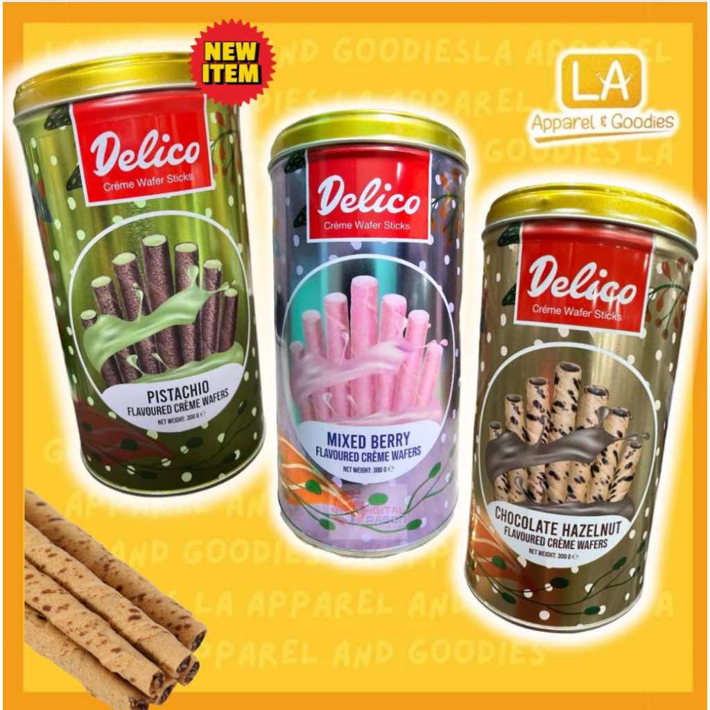 Delico Wafer Stick 300g - Pistachio, Mixed Berry & Chocolate Hazelnut ...