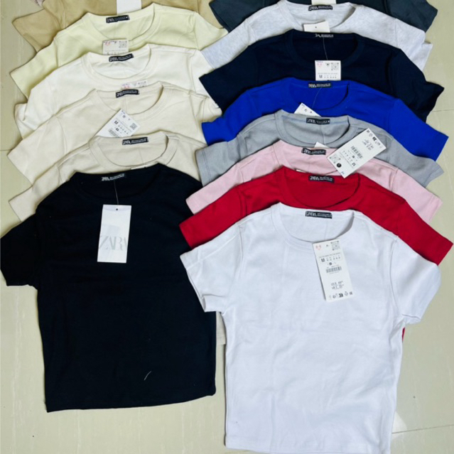 Zara basic Premium Quality Semi Crop top shirt dor women’s | Shopee ...