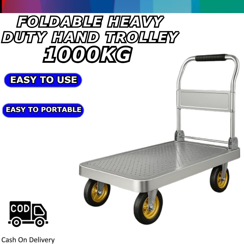 【READY STOCK】Foldable Trolley Hand Capacity 500/1000KG Push Cart ...