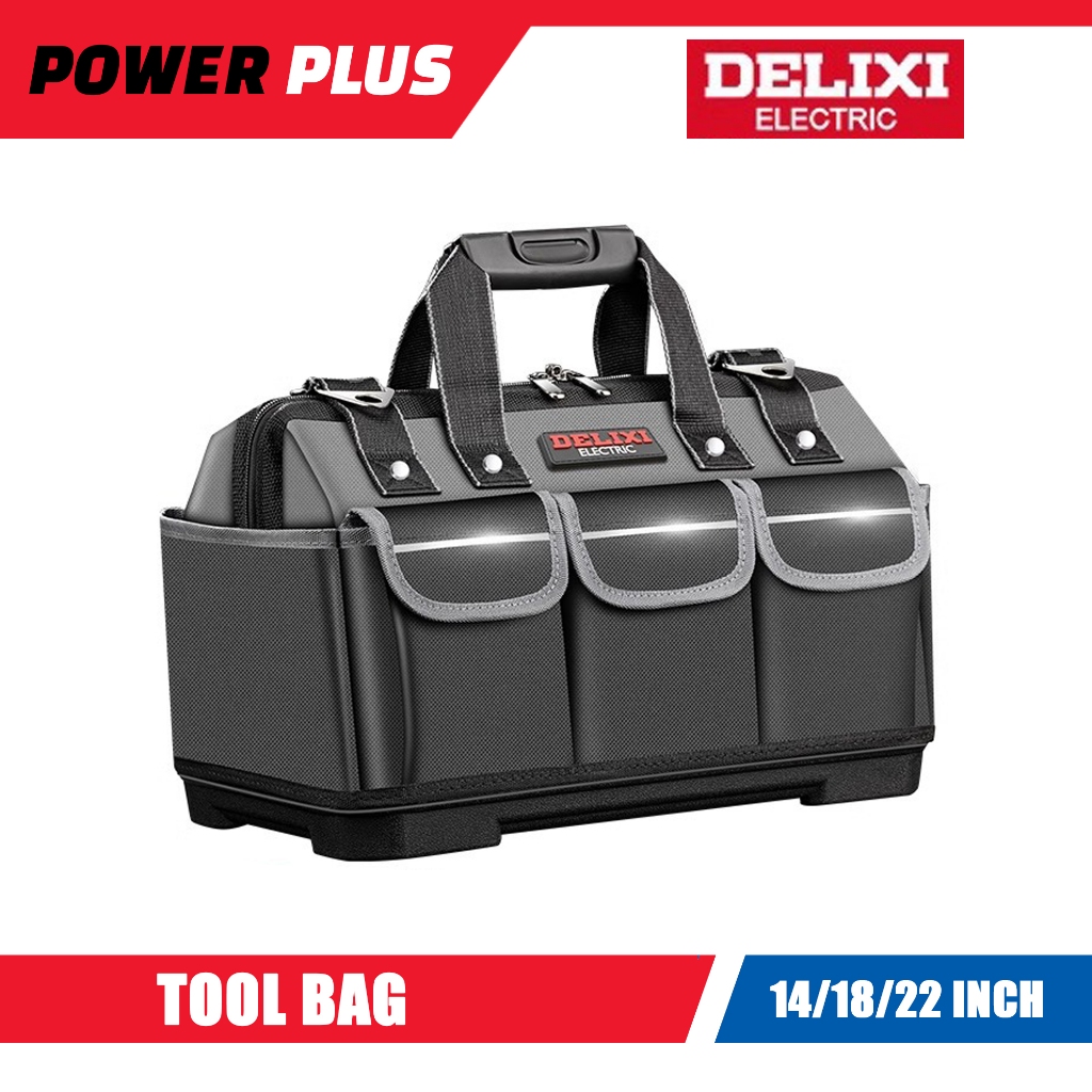 Power Plus DELIXI 14 18 22 Inches Close top wide mouth storage Tool Bag ...