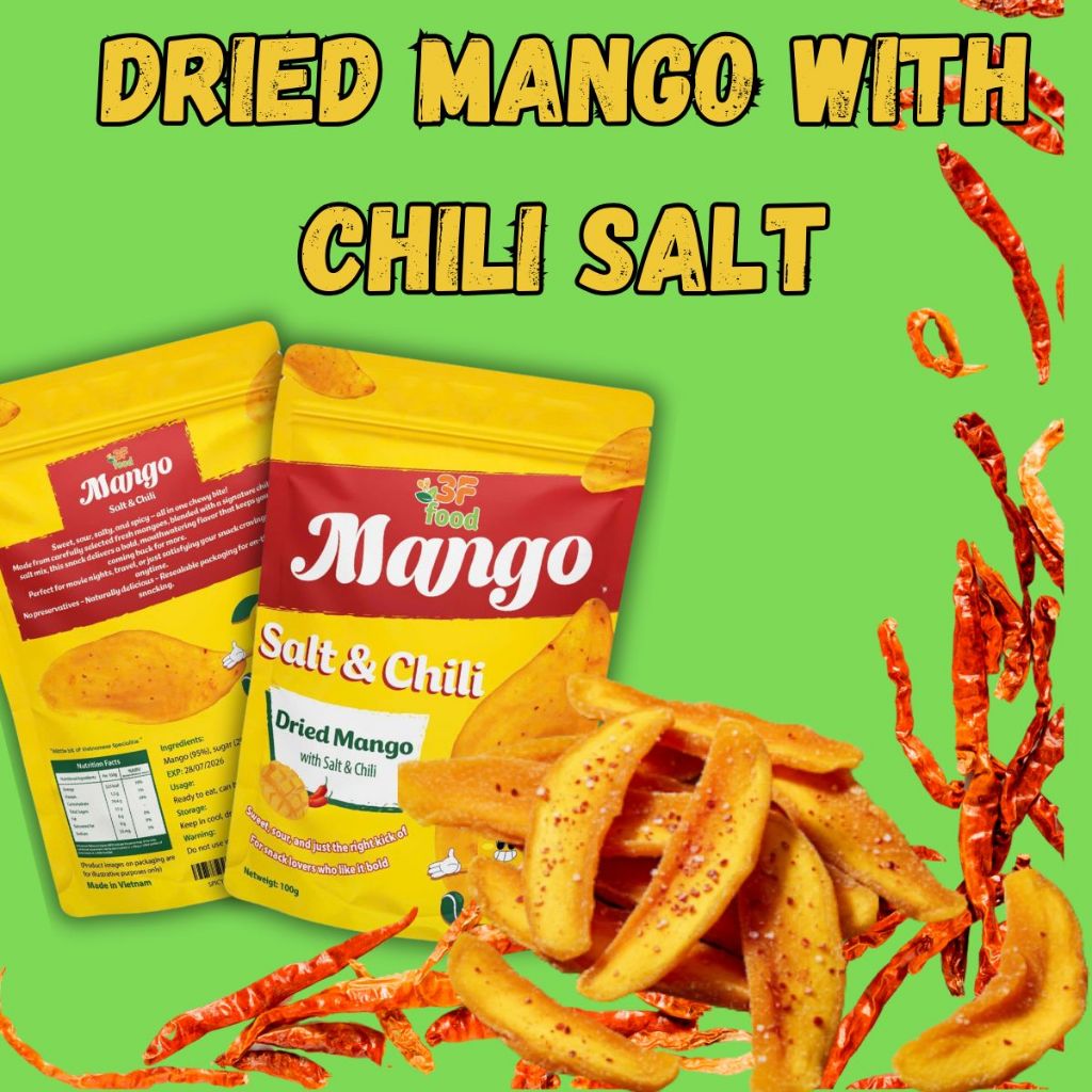 3F Food Dried Mango with Chili Salt – Spicy and Chewy Snack, Multiple ...