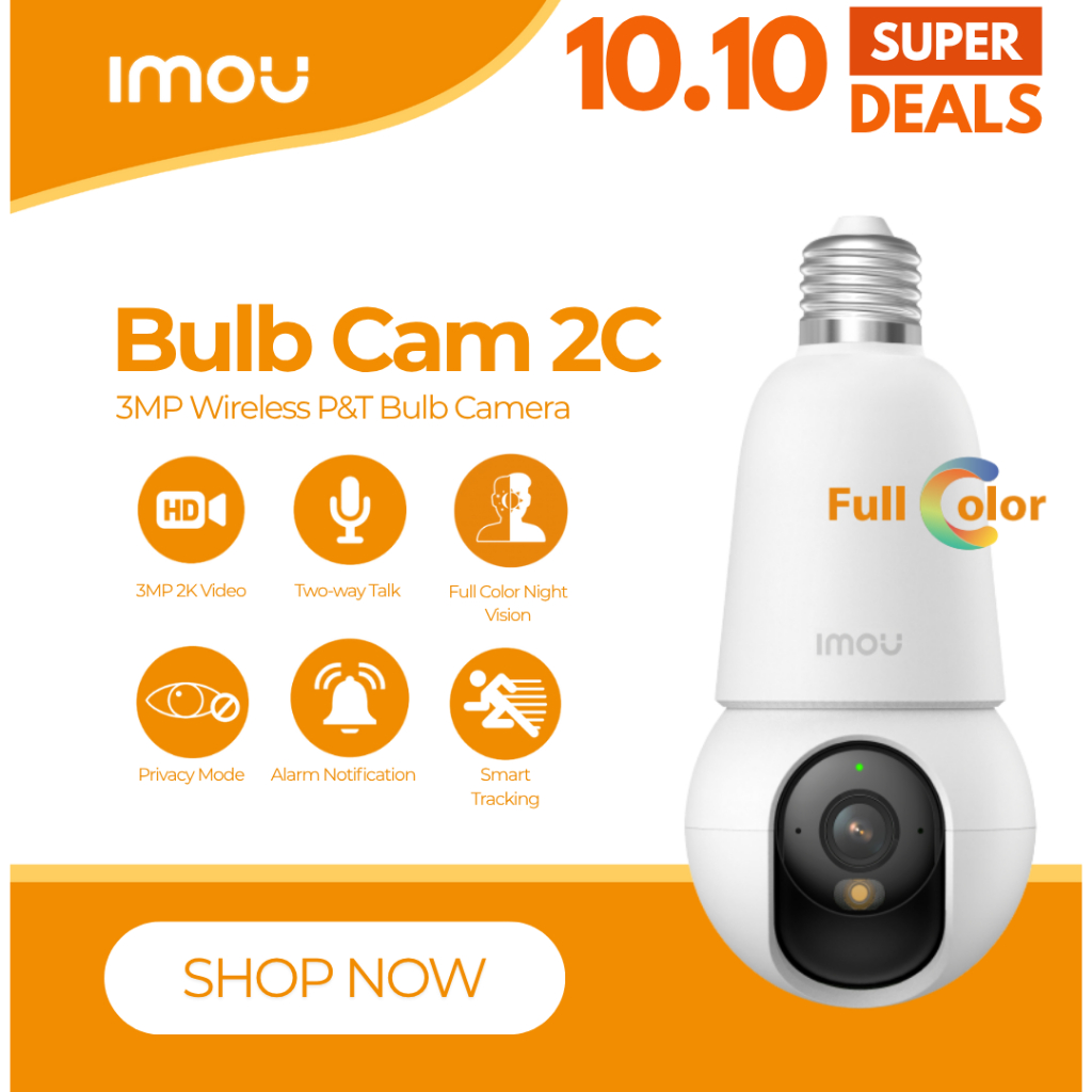 IMOU Bulb Cam 2C 3MP Wireless P&T Bulb Camera, Indoor Security CCTV. WI ...