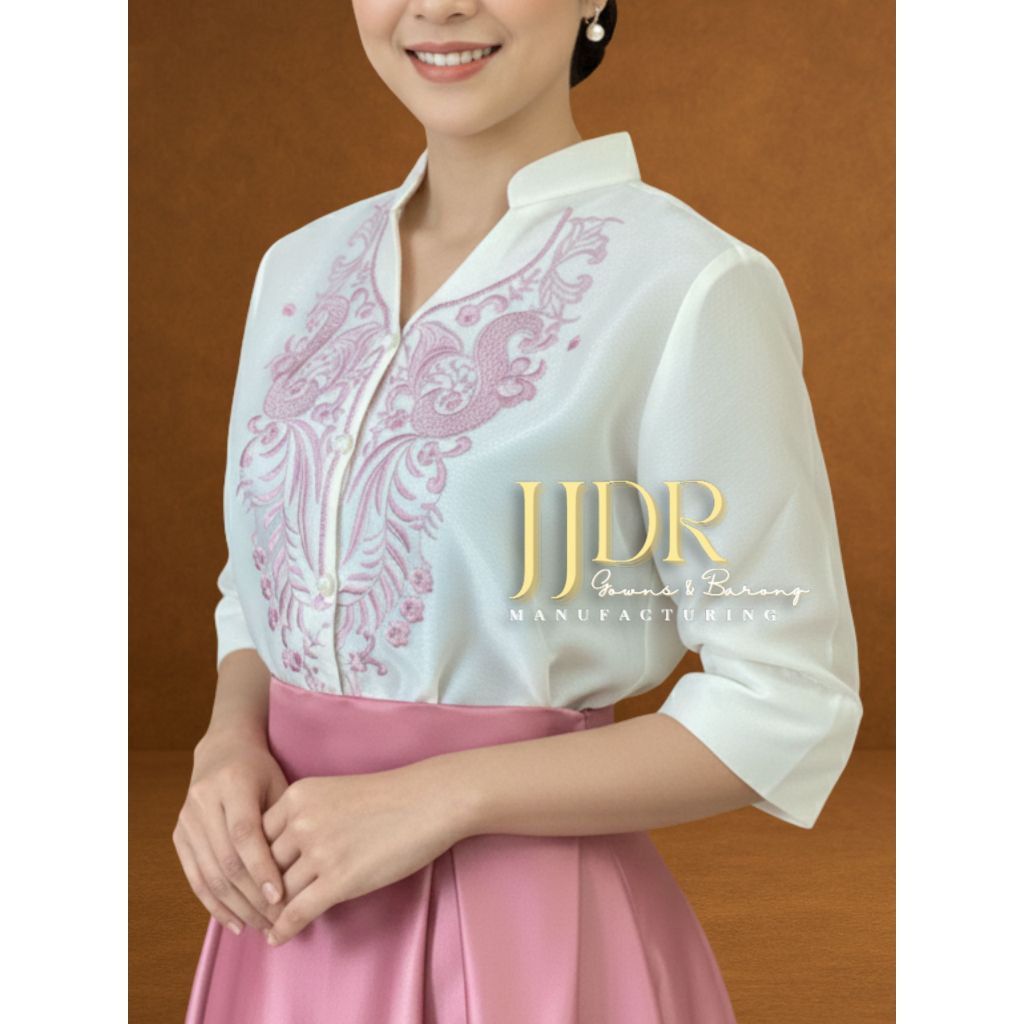 OLD ROSE EMBROIDERY MODERN LADY BARONG WITH GINA LINING (sold ...