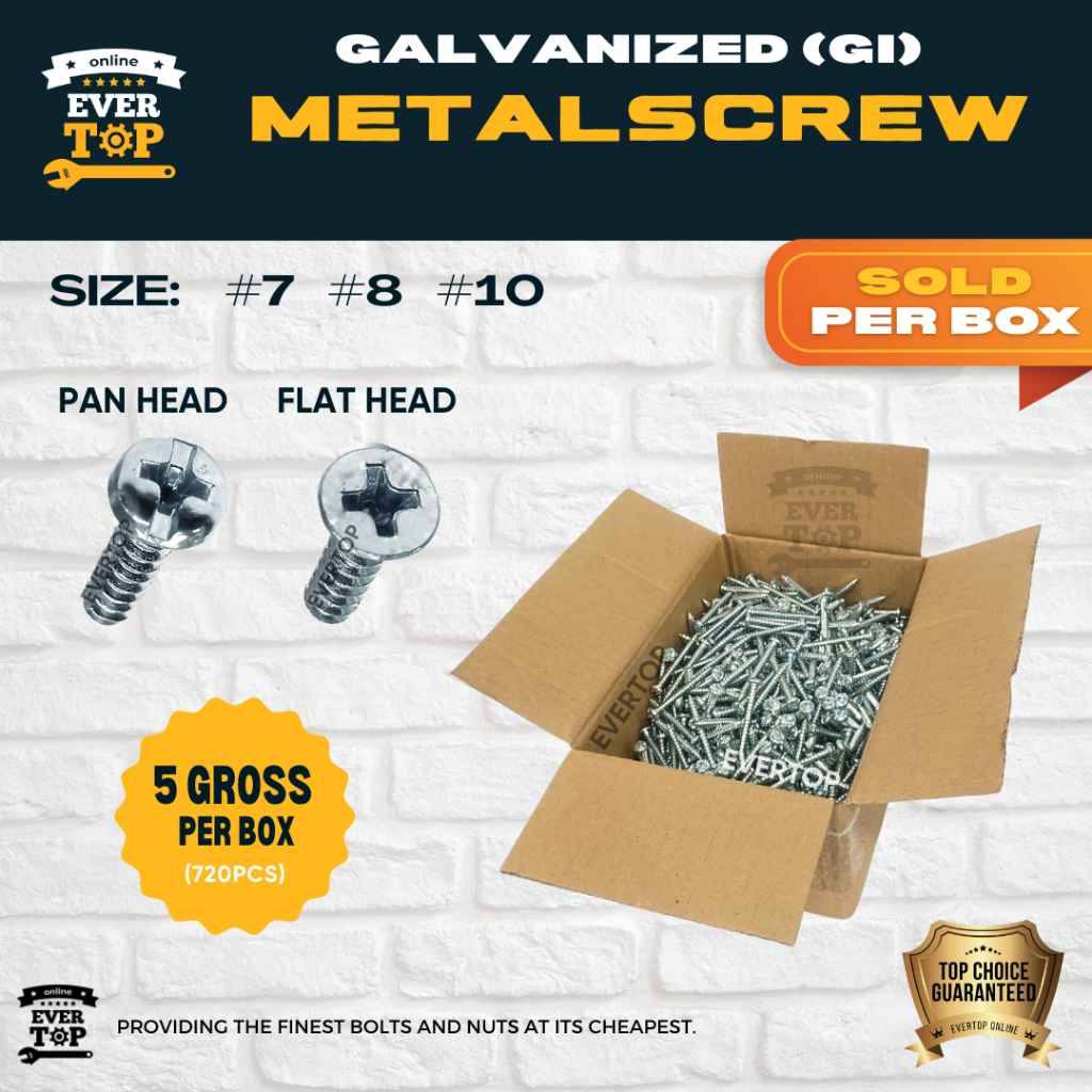 Sold Per Box #7 #8 #10 Galvanized (GI) Metal Screw 5 GROSS (720pcs ...